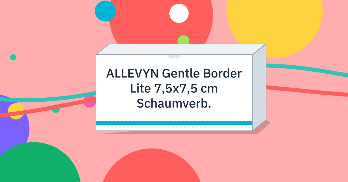 Symbolbild: Packung mit der Aufschrift ALLEVYN Gentle Border Lite 7,5x7,5 cm Schaumverb. (PZN 18736428) – Verfügbarkeit und Bezug in Apotheken in Frankfurt am Main
