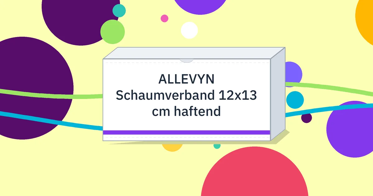 Symbolbild: Packung mit der Aufschrift ALLEVYN Schaumverband 12x13 cm haftend (PZN 13249132) – Verfügbarkeit und Bezug in Apotheken in Frankfurt am Main