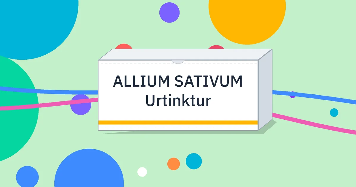 Symbolbild: Packung mit der Aufschrift ALLIUM SATIVUM Urtinktur (PZN 02806233) – Verfügbarkeit und Bezug in Apotheken in Frankfurt am Main