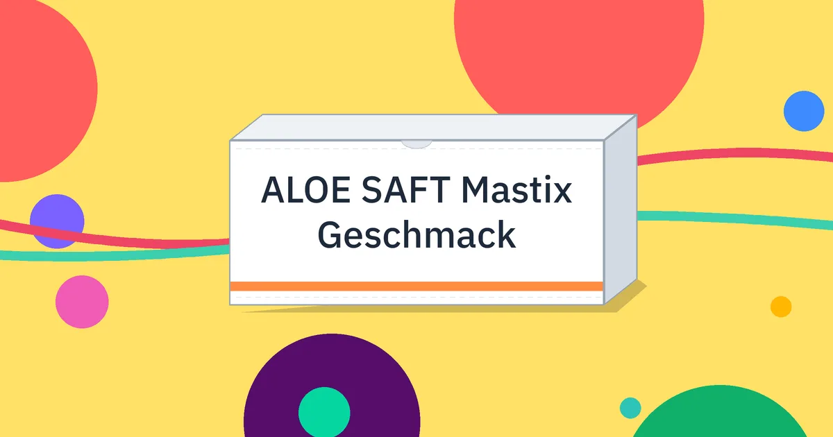 Symbolbild: Packung mit der Aufschrift ALOE SAFT Mastix Geschmack (PZN 14003947) – Verfügbarkeit und Bezug in Apotheken in Frankfurt am Main