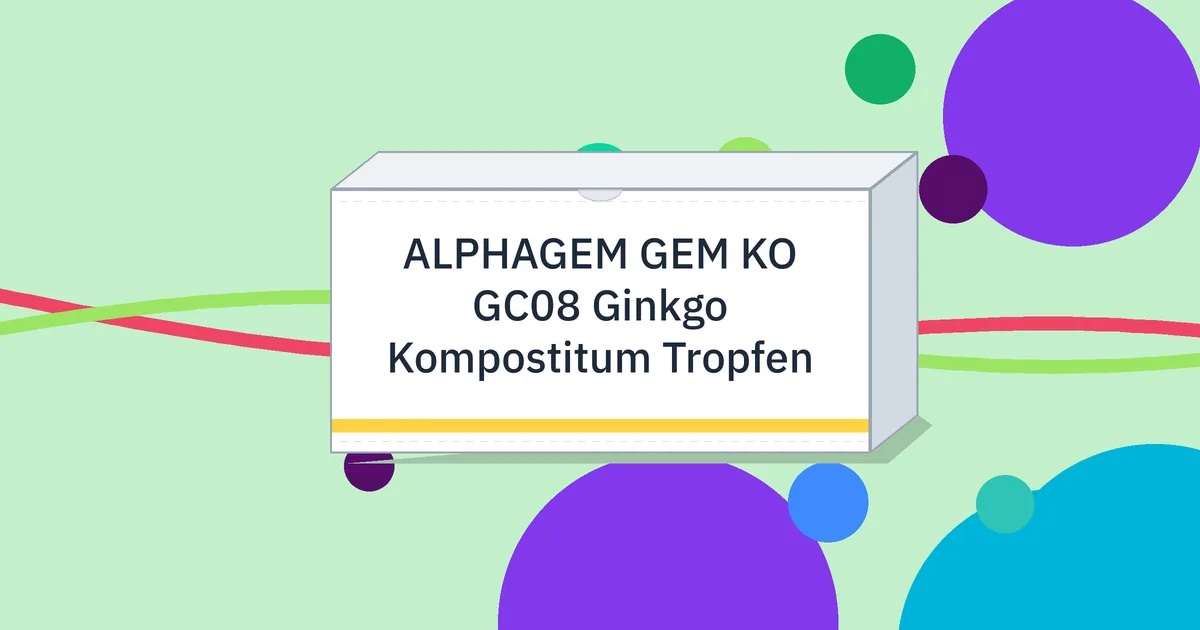 Symbolbild: Packung mit der Aufschrift ALPHAGEM GEM KO GC08 Ginkgo Kompostitum Tropfen (PZN 20296244) – Verfügbarkeit und Bezug in Apotheken in Frankfurt am Main