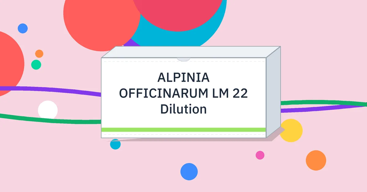 Symbolbild: Packung mit der Aufschrift ALPINIA OFFICINARUM LM 22 Dilution (PZN 13313947) – Verfügbarkeit und Bezug in Apotheken in Frankfurt am Main