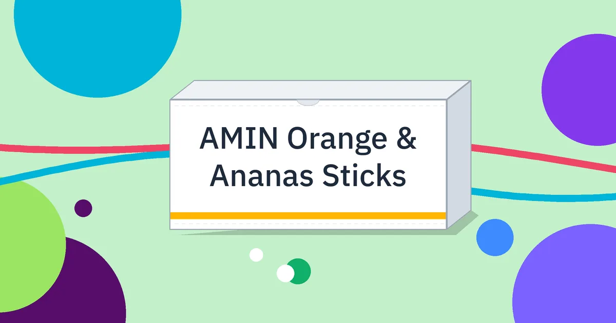 Symbolbild: Packung mit der Aufschrift AMIN Orange & Ananas Sticks (PZN 17217494) – Verfügbarkeit und Bezug in Apotheken in Frankfurt am Main