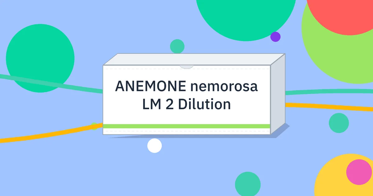 Symbolbild: Packung mit der Aufschrift ANEMONE nemorosa LM 2 Dilution (PZN 13366458) – Verfügbarkeit und Bezug in Apotheken in Frankfurt am Main