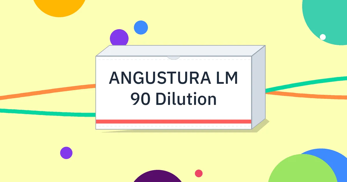 Symbolbild: Packung mit der Aufschrift ANGUSTURA LM 90 Dilution (PZN 13368718) – Verfügbarkeit und Bezug in Apotheken in Frankfurt am Main