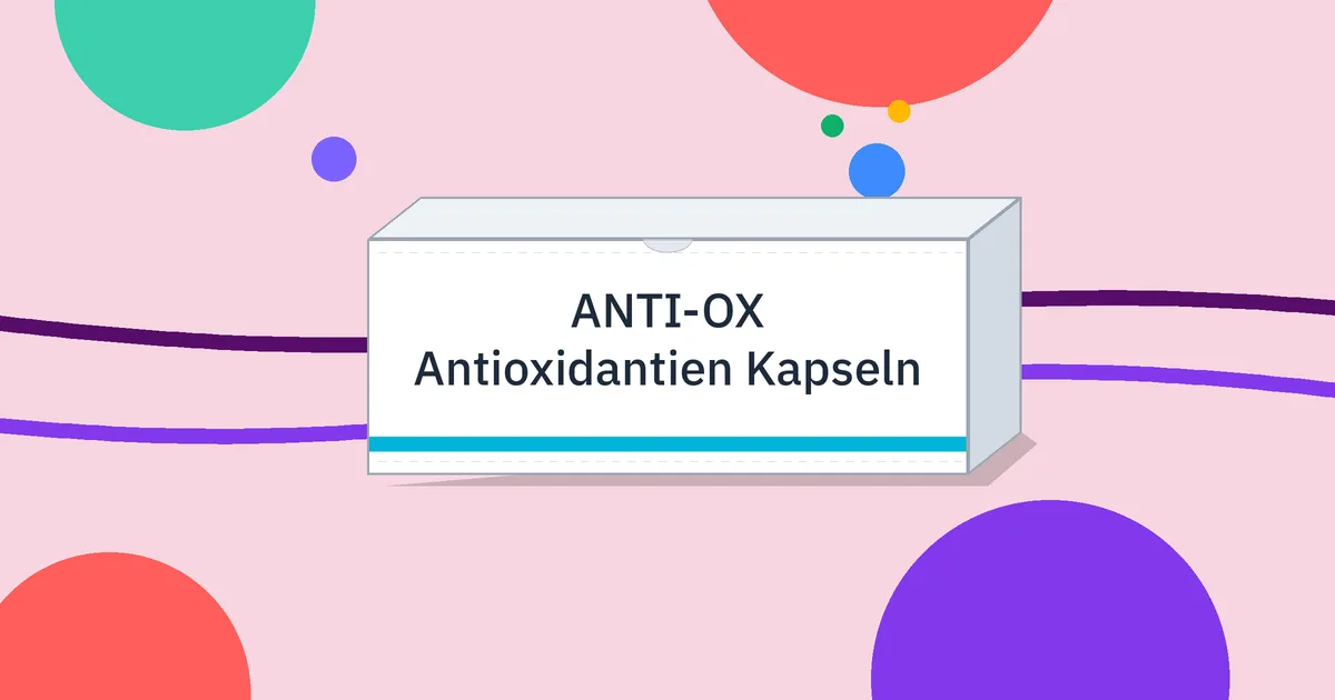 Symbolbild: Packung mit der Aufschrift ANTI-OX Antioxidantien Kapseln (PZN 17255796) – Verfügbarkeit und Bezug in Apotheken in Frankfurt am Main