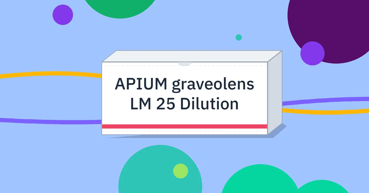 Symbolbild: Packung mit der Aufschrift APIUM graveolens LM 25 Dilution (PZN 13378533) – Verfügbarkeit und Bezug in Apotheken in Frankfurt am Main