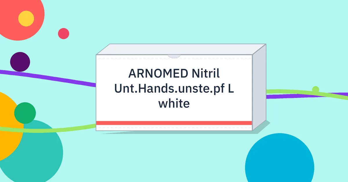 Symbolbild: Packung mit der Aufschrift ARNOMED Nitril Unt.Hands.unste.pf L white (PZN 13699421) – Verfügbarkeit und Bezug in Apotheken in Frankfurt am Main