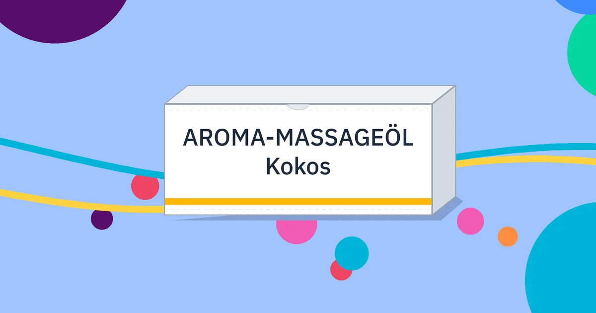 Symbolbild: Packung mit der Aufschrift AROMA-MASSAGEÖL Kokos (PZN 11599862) – Verfügbarkeit und Bezug in Apotheken in Frankfurt am Main