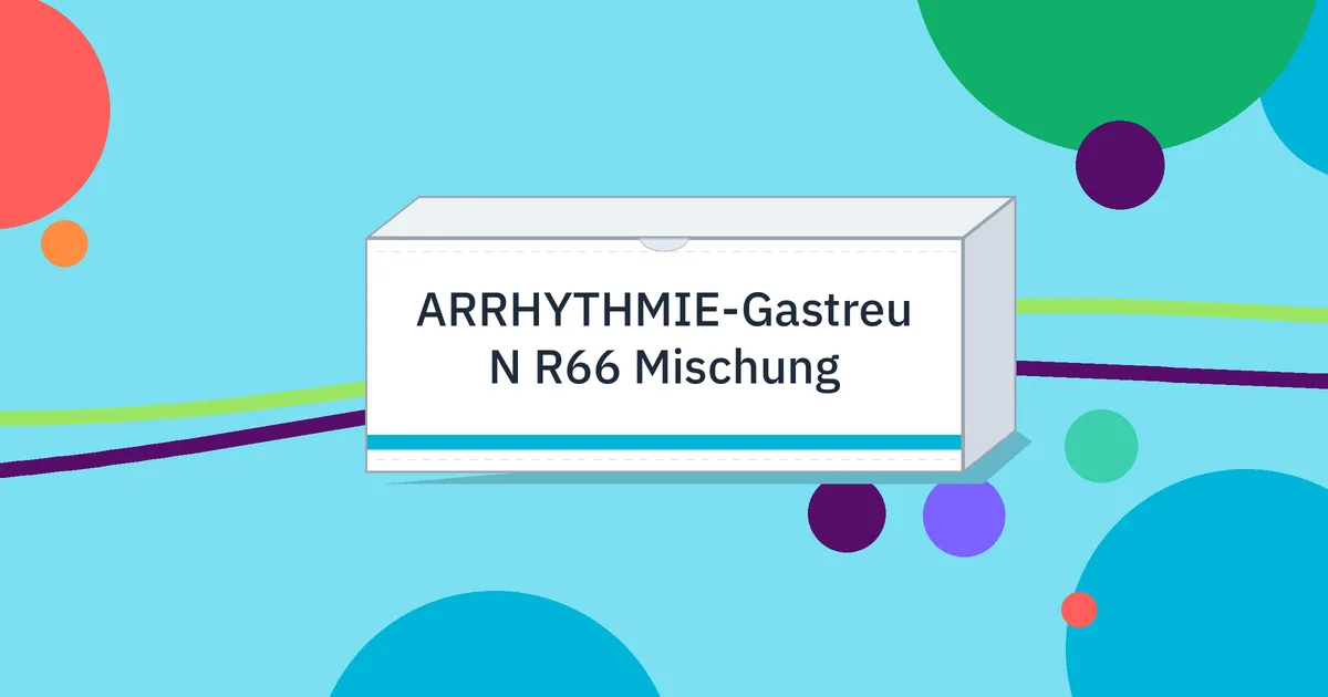 Symbolbild: Packung mit der Aufschrift ARRHYTHMIE-Gastreu N R66 Mischung (PZN 04852303) – Verfügbarkeit und Bezug in Apotheken in Frankfurt am Main