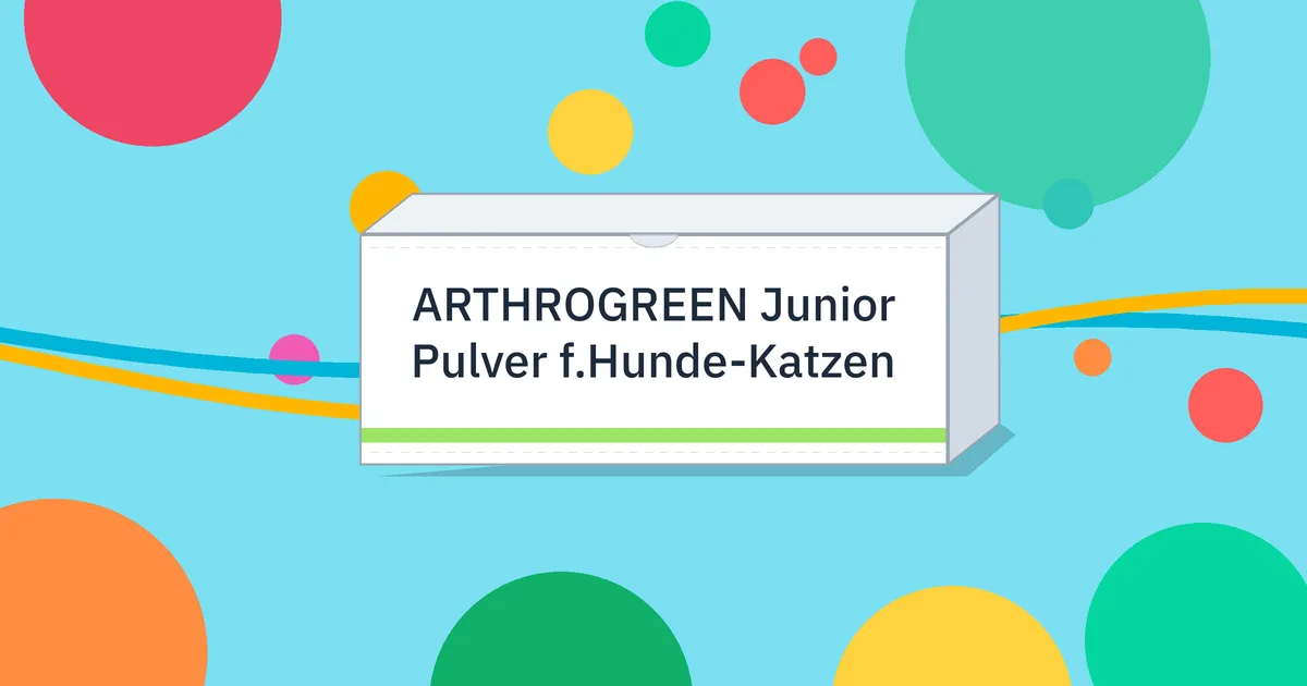 Symbolbild: Packung mit der Aufschrift ARTHROGREEN Junior Pulver f.Hunde-Katzen (PZN 10535587) – Verfügbarkeit und Bezug in Apotheken in Frankfurt am Main
