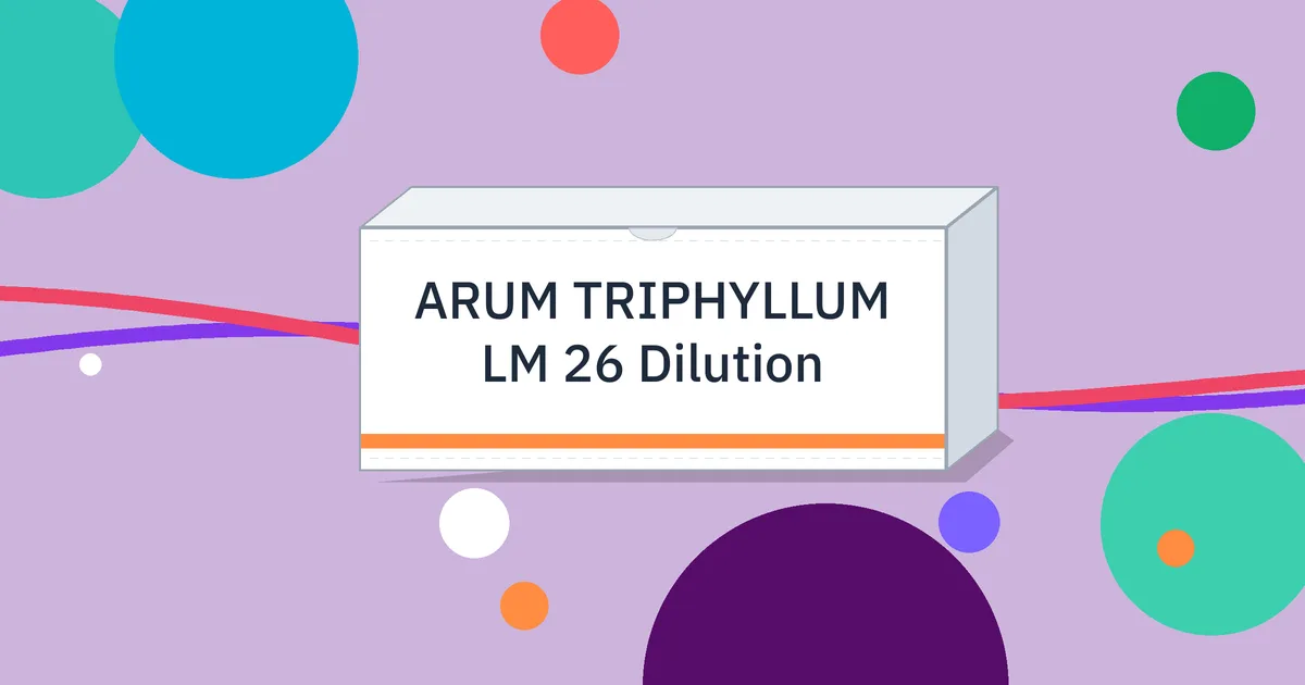 Symbolbild: Packung mit der Aufschrift ARUM TRIPHYLLUM LM 26 Dilution (PZN 12780842) – Verfügbarkeit und Bezug in Apotheken in Frankfurt am Main