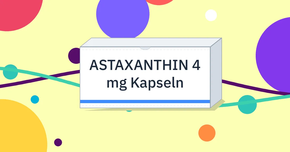 Symbolbild: Packung mit der Aufschrift ASTAXANTHIN 4 mg Kapseln (PZN 10707775) – Verfügbarkeit und Bezug in Apotheken in Frankfurt am Main