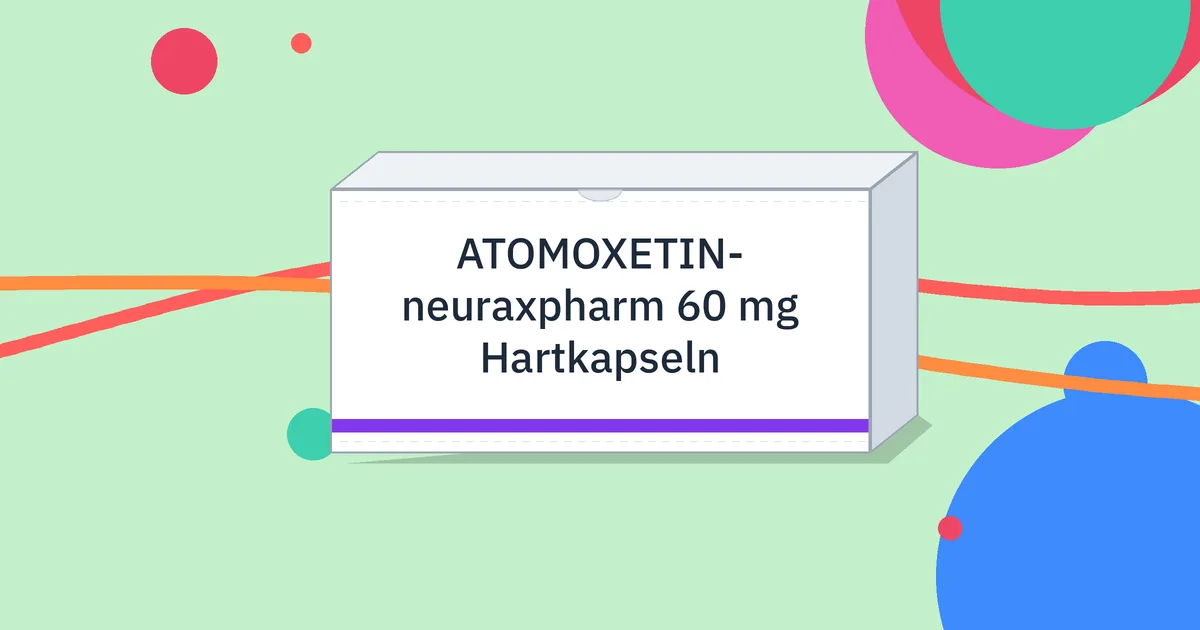 Symbolbild: Packung mit der Aufschrift ATOMOXETIN-neuraxpharm 60 mg Hartkapseln (PZN 16337026) – Verfügbarkeit und Bezug in Apotheken in Frankfurt am Main