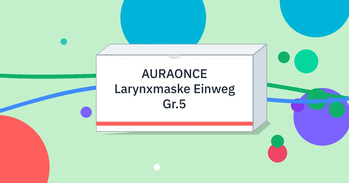 Symbolbild: Packung mit der Aufschrift AURAONCE Larynxmaske Einweg Gr.5 (PZN 09393490) – Verfügbarkeit und Bezug in Apotheken in Frankfurt am Main