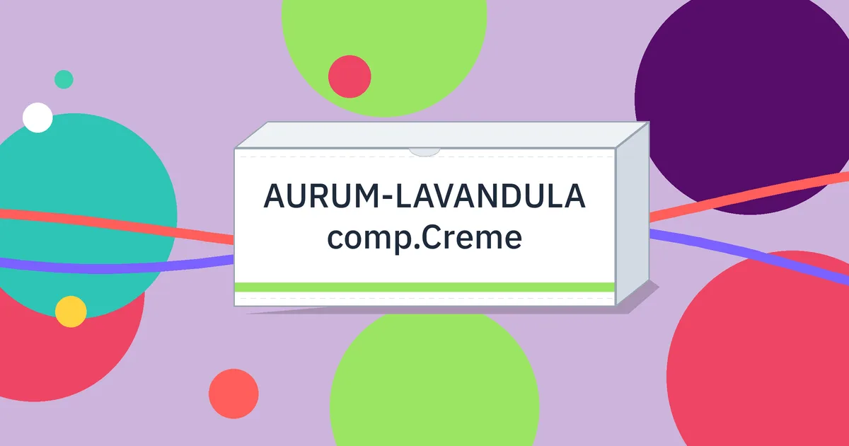 Symbolbild: Packung mit der Aufschrift AURUM-LAVANDULA comp.Creme (PZN 05486668) – Verfügbarkeit und Bezug in Apotheken in Frankfurt am Main
