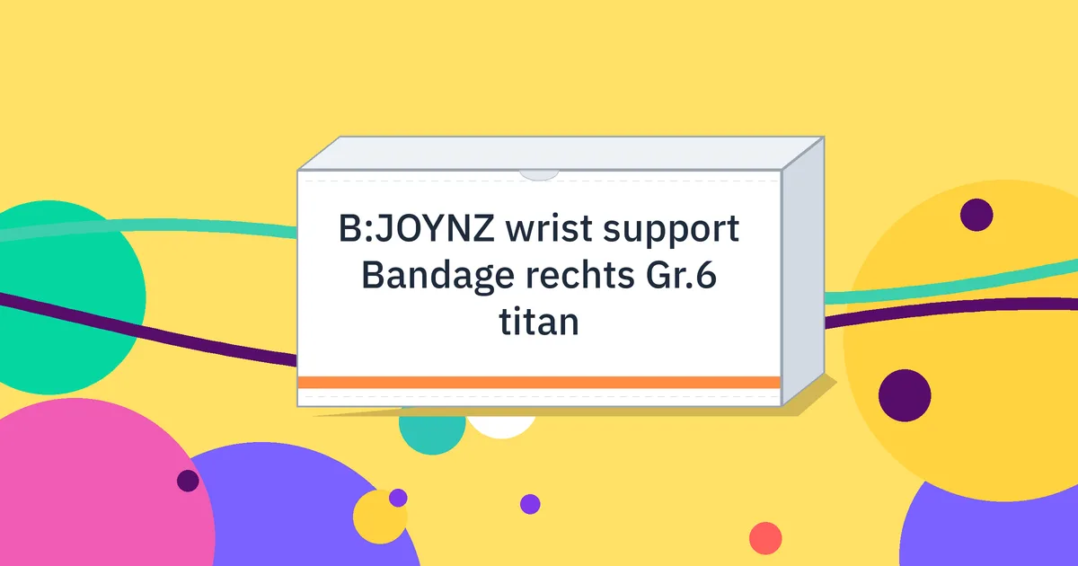 Symbolbild: Packung mit der Aufschrift B:JOYNZ wrist support Bandage rechts Gr.6 titan (PZN 20522829) – Verfügbarkeit und Bezug in Apotheken in Frankfurt am Main