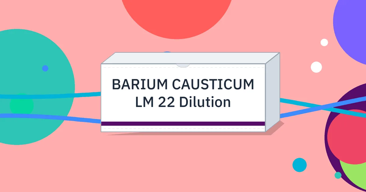 Symbolbild: Packung mit der Aufschrift BARIUM CAUSTICUM LM 22 Dilution (PZN 13376801) – Verfügbarkeit und Bezug in Apotheken in Frankfurt am Main