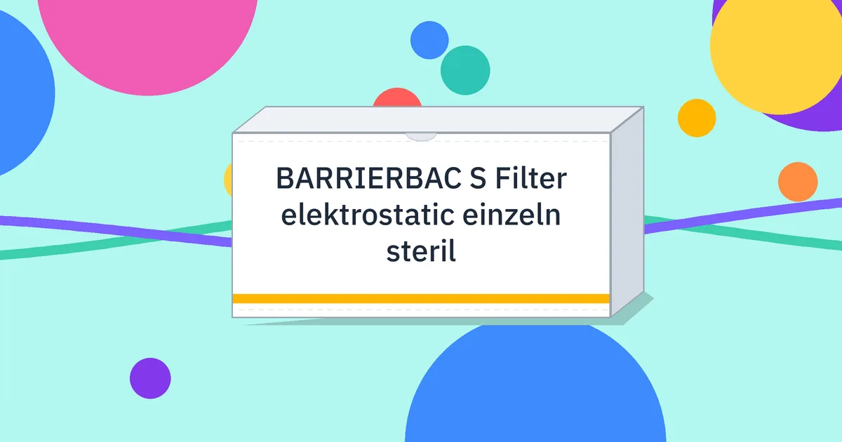 Symbolbild: Packung mit der Aufschrift BARRIERBAC S Filter elektrostatic einzeln steril (PZN 20112132) – Verfügbarkeit und Bezug in Apotheken in Frankfurt am Main