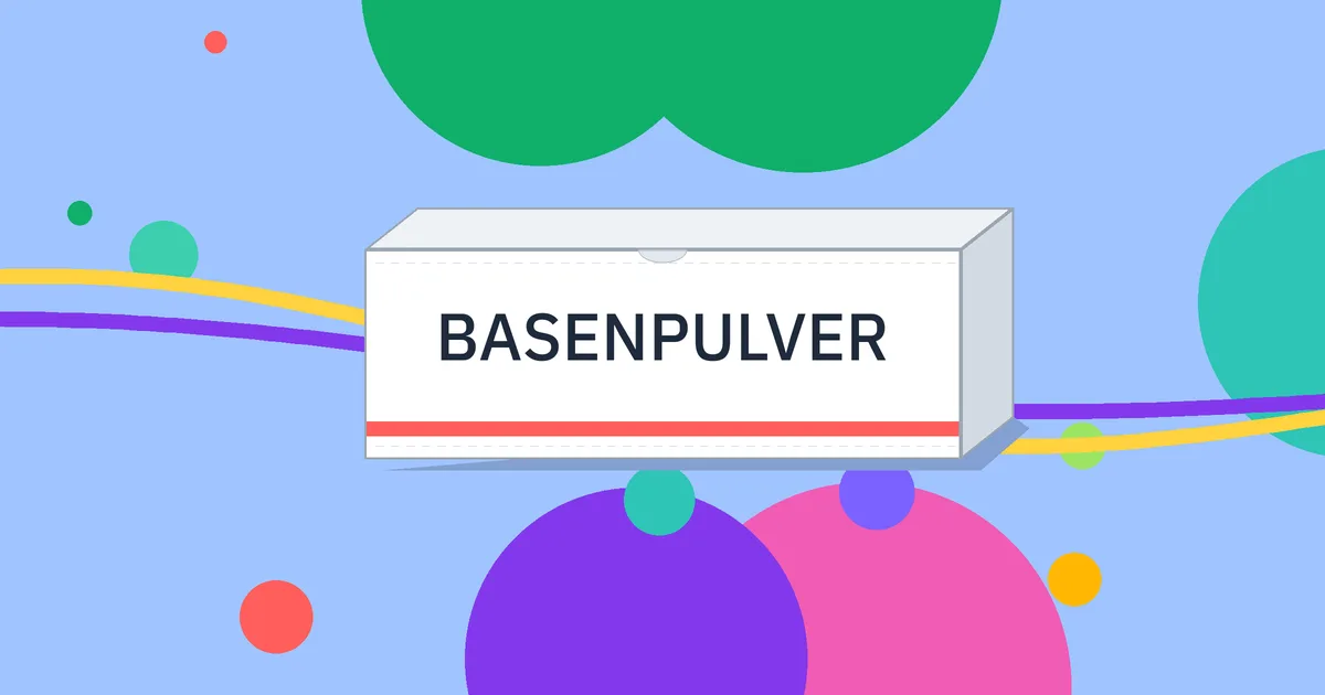Symbolbild: Packung mit der Aufschrift BASENPULVER (PZN 16571408) – Verfügbarkeit und Bezug in Apotheken in Frankfurt am Main