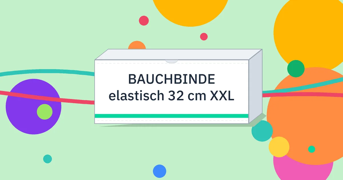 Symbolbild: Packung mit der Aufschrift BAUCHBINDE elastisch 32 cm XXL (PZN 19070693) – Verfügbarkeit und Bezug in Apotheken in Frankfurt am Main