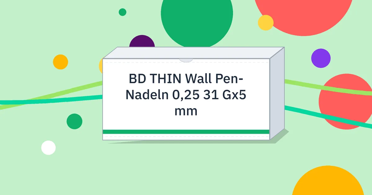 Symbolbild: Packung mit der Aufschrift BD THIN Wall Pen-Nadeln 0,25 31 Gx5 mm (PZN 13814537) – Verfügbarkeit und Bezug in Apotheken in Frankfurt am Main