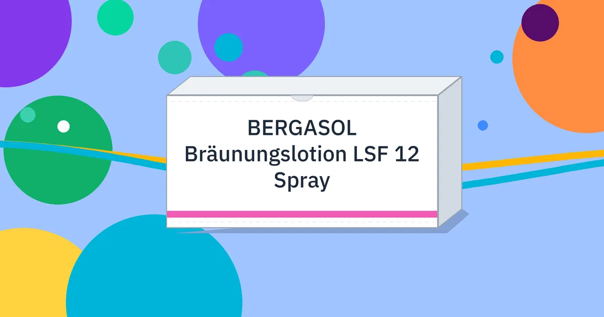 Symbolbild: Packung mit der Aufschrift BERGASOL Bräunungslotion LSF 12 Spray (PZN 01340749) – Verfügbarkeit und Bezug in Apotheken in Frankfurt am Main