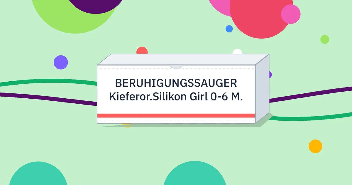 Symbolbild: Packung mit der Aufschrift BERUHIGUNGSSAUGER Kieferor.Silikon Girl 0-6 M. (PZN 10998637) – Verfügbarkeit und Bezug in Apotheken in Frankfurt am Main