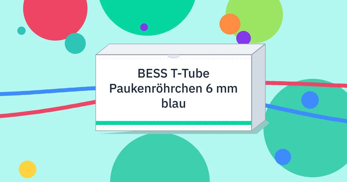 Symbolbild: Packung mit der Aufschrift BESS T-Tube Paukenröhrchen 6 mm blau (PZN 09005743) – Verfügbarkeit und Bezug in Apotheken in Frankfurt am Main