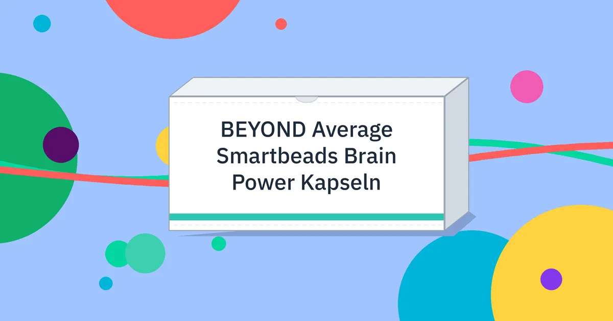 Symbolbild: Packung mit der Aufschrift BEYOND Average Smartbeads Brain Power Kapseln (PZN 19117153) – Verfügbarkeit und Bezug in Apotheken in Frankfurt am Main