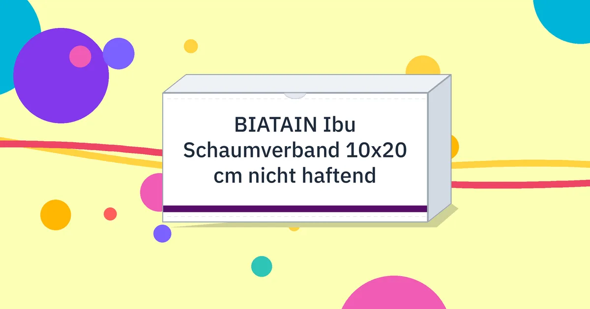 Symbolbild: Packung mit der Aufschrift BIATAIN Ibu Schaumverband 10x20 cm nicht haftend (PZN 01847980) – Verfügbarkeit und Bezug in Apotheken in Frankfurt am Main