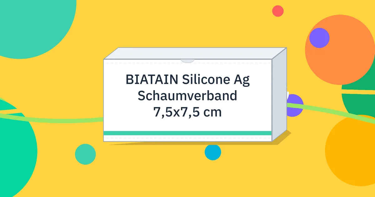 Symbolbild: Packung mit der Aufschrift BIATAIN Silicone Ag Schaumverband 7,5x7,5 cm (PZN 20012063) – Verfügbarkeit und Bezug in Apotheken in Frankfurt am Main
