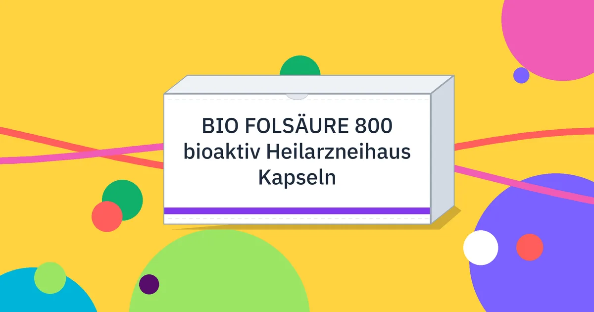 Symbolbild: Packung mit der Aufschrift BIO FOLSÄURE 800 bioaktiv Heilarzneihaus Kapseln (PZN 15875796) – Verfügbarkeit und Bezug in Apotheken in Frankfurt am Main