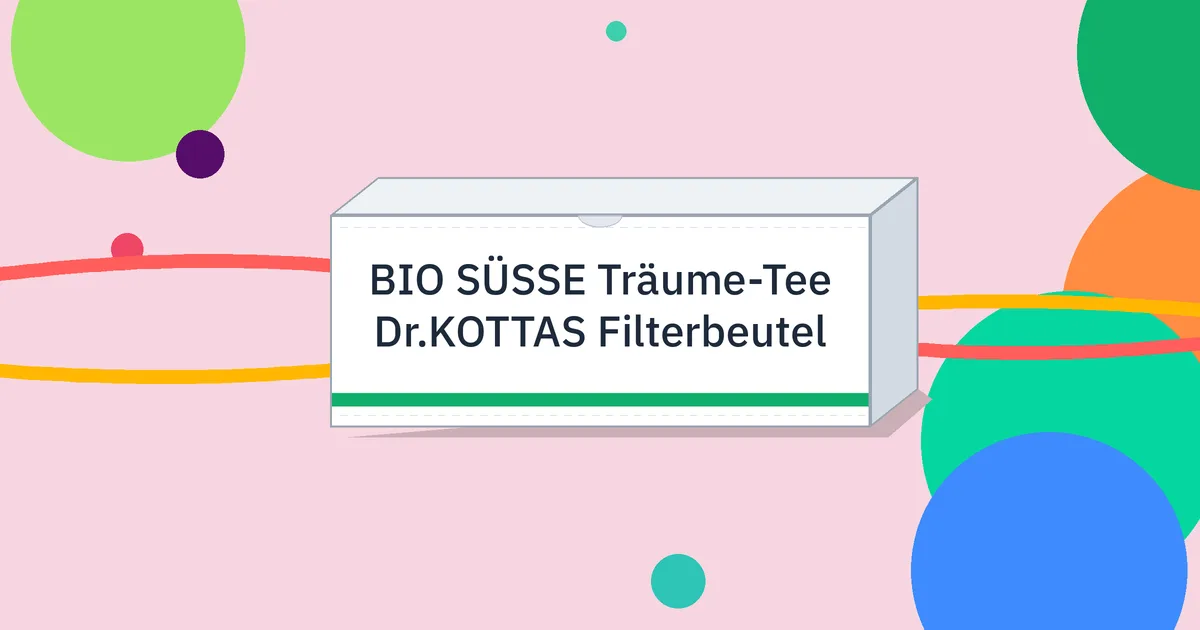 Symbolbild: Packung mit der Aufschrift BIO SÜSSE Träume-Tee Dr.KOTTAS Filterbeutel (PZN 12645624) – Verfügbarkeit und Bezug in Apotheken in Frankfurt am Main