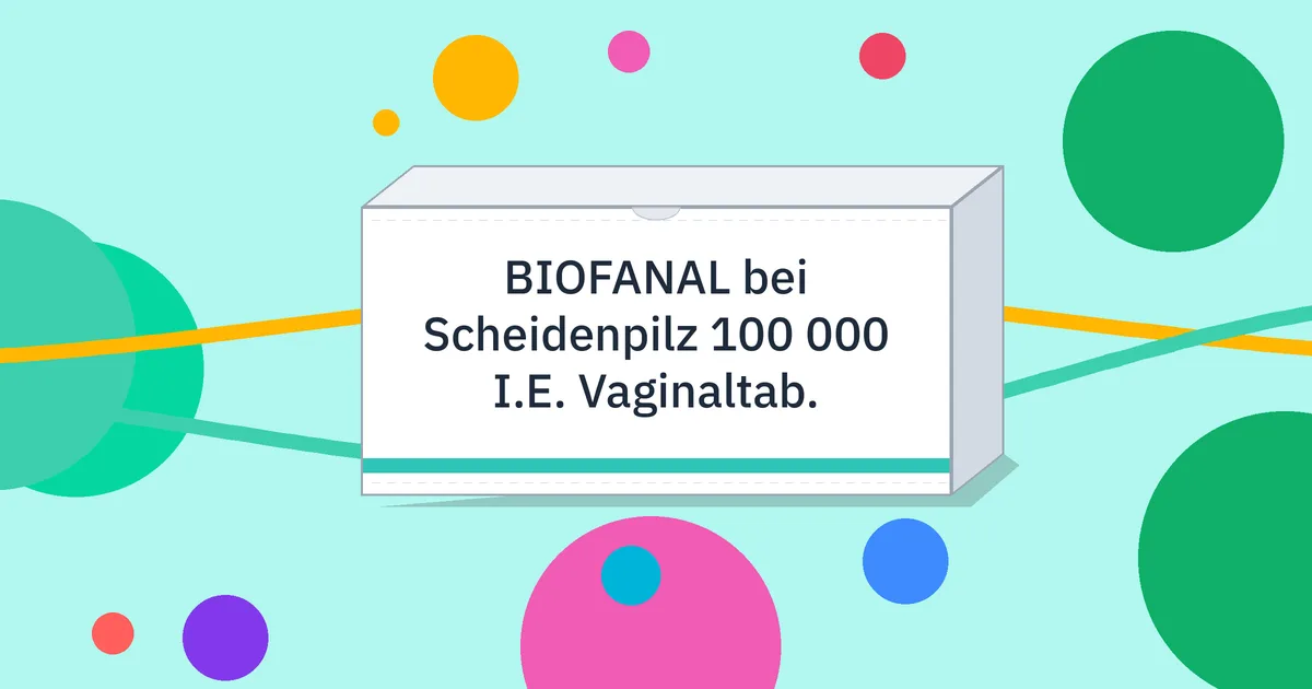 Symbolbild: Packung mit der Aufschrift BIOFANAL bei Scheidenpilz 100 000 I.E. Vaginaltab. (PZN 16011141) – Verfügbarkeit und Bezug in Apotheken in Frankfurt am Main