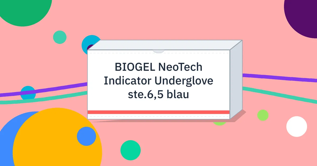 Symbolbild: Packung mit der Aufschrift BIOGEL NeoTech Indicator Underglove ste.6,5 blau (PZN 20866546) – Verfügbarkeit und Bezug in Apotheken in Frankfurt am Main