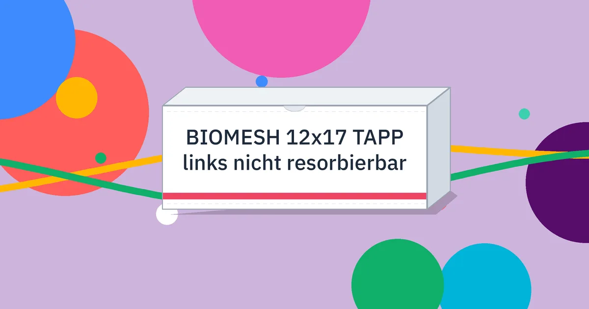 Symbolbild: Packung mit der Aufschrift BIOMESH 12x17 TAPP links nicht resorbierbar (PZN 19504789) – Verfügbarkeit und Bezug in Apotheken in Frankfurt am Main