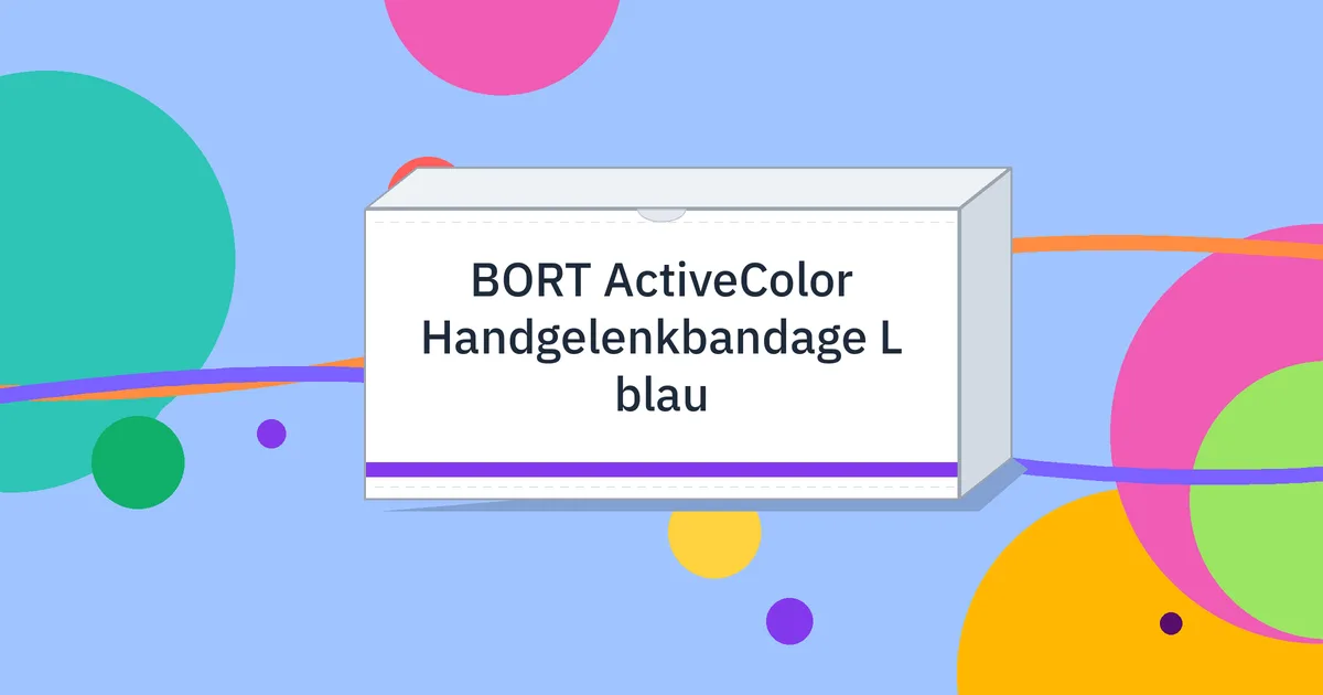 Symbolbild: Packung mit der Aufschrift BORT ActiveColor Handgelenkbandage L blau (PZN 06914310) – Verfügbarkeit und Bezug in Apotheken in Frankfurt am Main