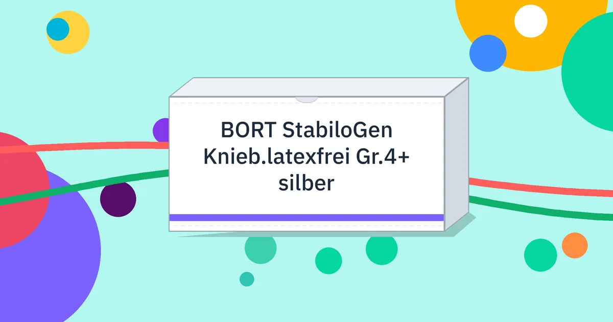 Symbolbild: Packung mit der Aufschrift BORT StabiloGen Knieb.latexfrei Gr.4+ silber (PZN 16846331) – Verfügbarkeit und Bezug in Apotheken in Frankfurt am Main