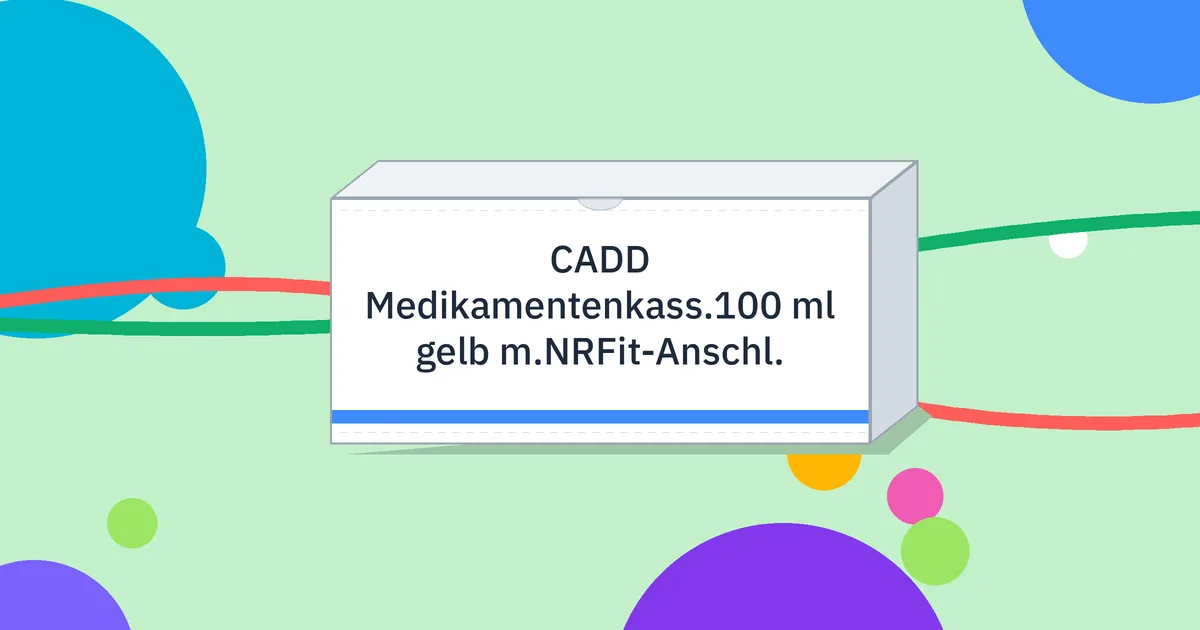 Symbolbild: Packung mit der Aufschrift CADD Medikamentenkass.100 ml gelb m.NRFit-Anschl. (PZN 18446682) – Verfügbarkeit und Bezug in Apotheken in Frankfurt am Main