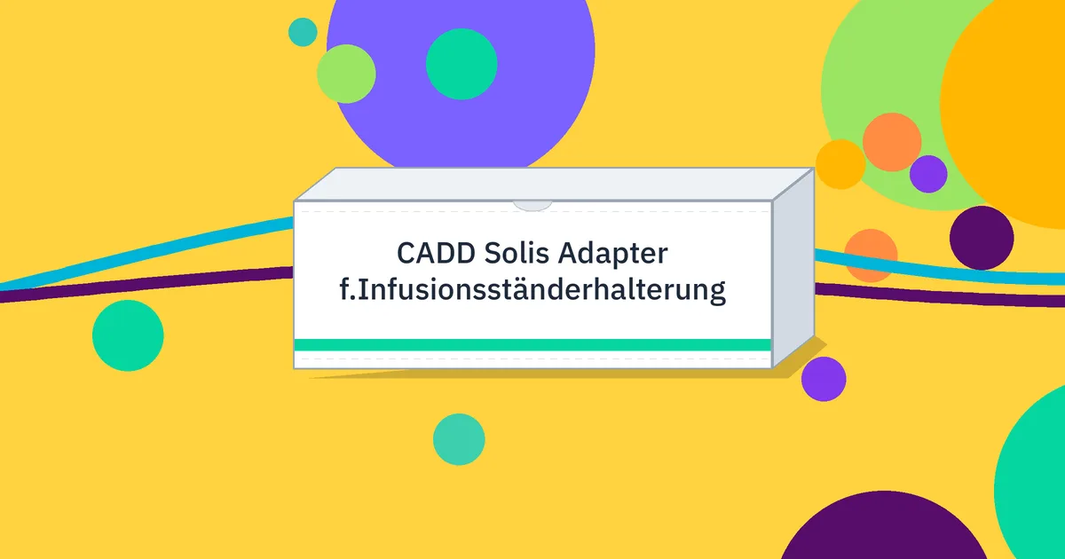 Symbolbild: Packung mit der Aufschrift CADD Solis Adapter f.Infusionsständerhalterung (PZN 19176150) – Verfügbarkeit und Bezug in Apotheken in Frankfurt am Main