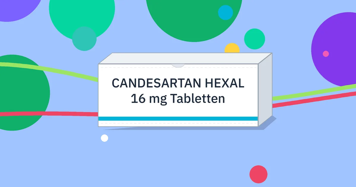 Symbolbild: Packung mit der Aufschrift CANDESARTAN HEXAL 16 mg Tabletten (PZN 09390646) – Verfügbarkeit und Bezug in Apotheken in Frankfurt am Main