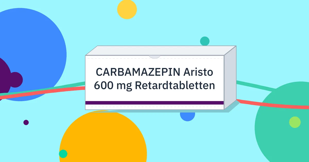 Symbolbild: Packung mit der Aufschrift CARBAMAZEPIN Aristo 600 mg Retardtabletten (PZN 09494765) – Verfügbarkeit und Bezug in Apotheken in Frankfurt am Main