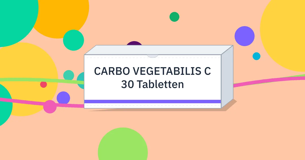 Symbolbild: Packung mit der Aufschrift CARBO VEGETABILIS C 30 Tabletten (PZN 07141531) – Verfügbarkeit und Bezug in Apotheken in Frankfurt am Main