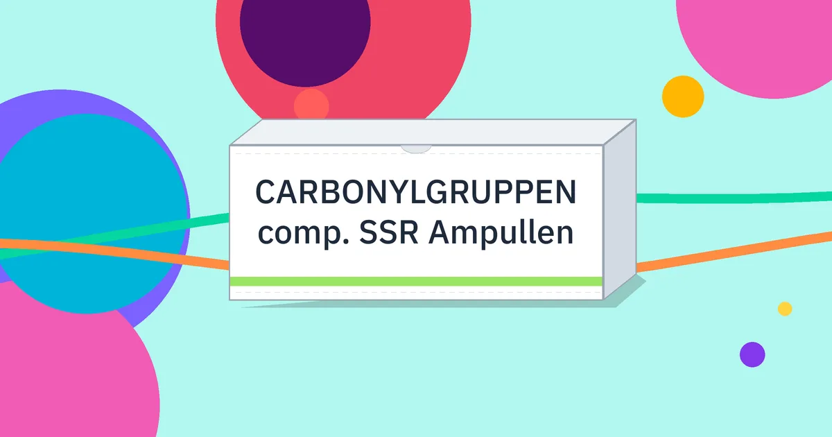 Symbolbild: Packung mit der Aufschrift CARBONYLGRUPPEN comp. SSR Ampullen (PZN 09918024) – Verfügbarkeit und Bezug in Apotheken in Frankfurt am Main