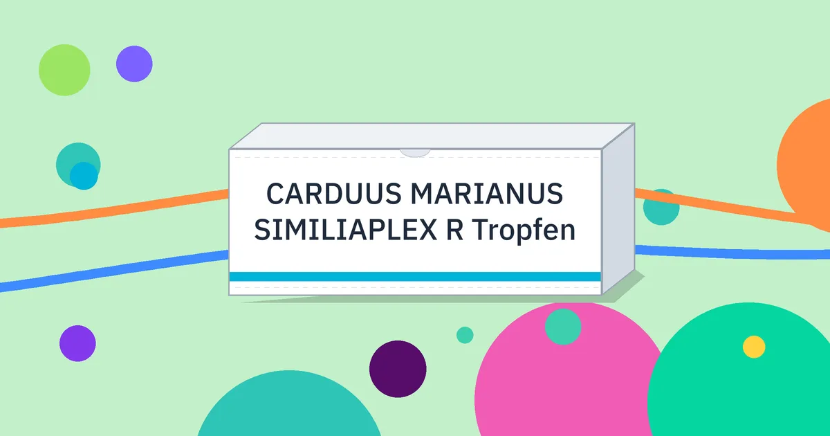 Symbolbild: Packung mit der Aufschrift CARDUUS MARIANUS SIMILIAPLEX R Tropfen (PZN 04193562) – Verfügbarkeit und Bezug in Apotheken in Frankfurt am Main