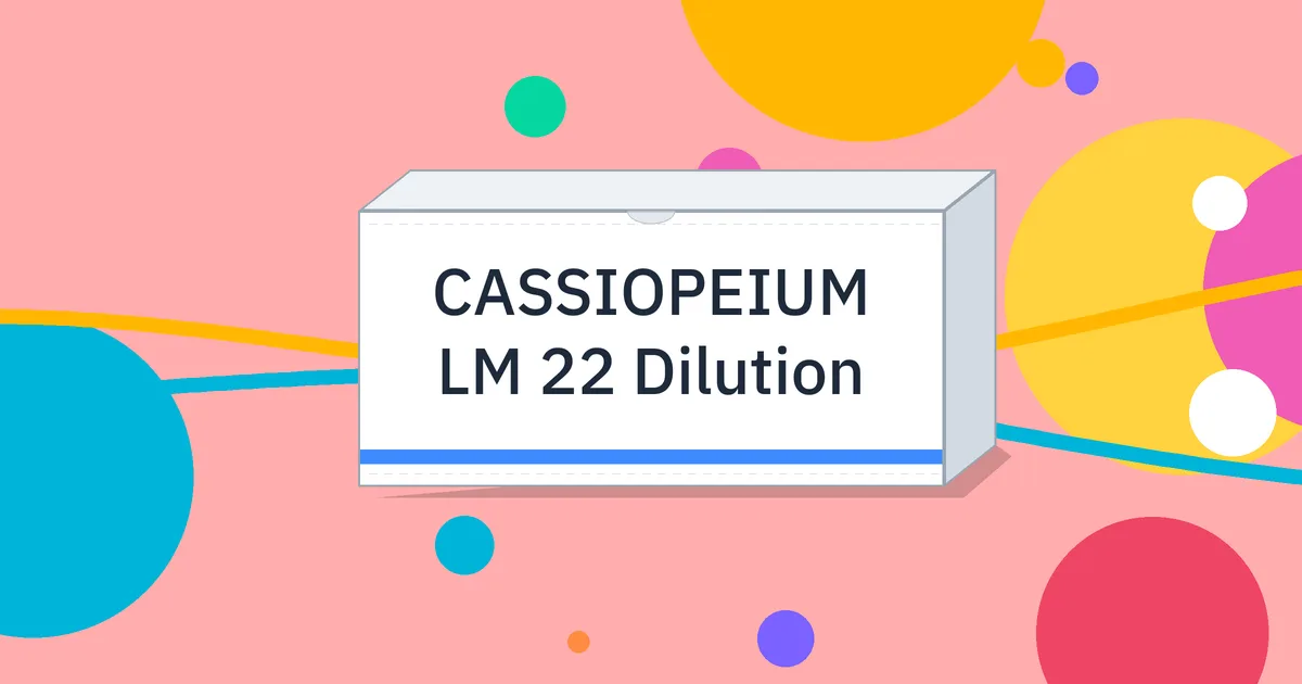 Symbolbild: Packung mit der Aufschrift CASSIOPEIUM LM 22 Dilution (PZN 13433982) – Verfügbarkeit und Bezug in Apotheken in Frankfurt am Main
