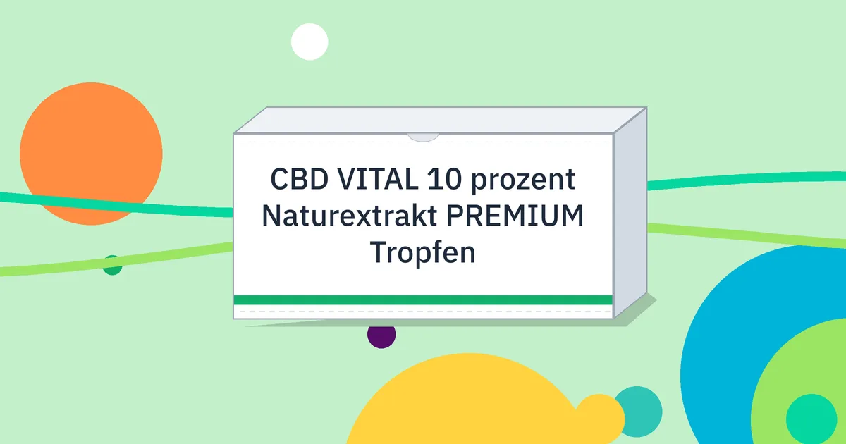 Symbolbild: Packung mit der Aufschrift CBD VITAL 10 prozent Naturextrakt PREMIUM Tropfen (PZN 16892259) – Verfügbarkeit und Bezug in Apotheken in Frankfurt am Main