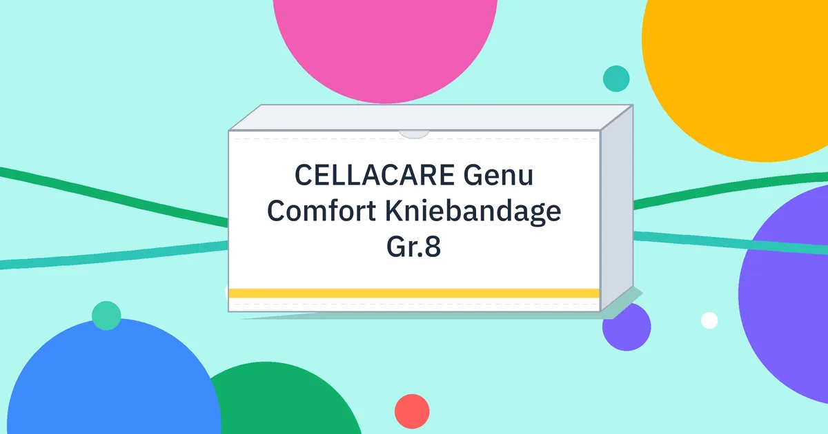 Symbolbild: Packung mit der Aufschrift CELLACARE Genu Comfort Kniebandage Gr.8 (PZN 11662282) – Verfügbarkeit und Bezug in Apotheken in Frankfurt am Main