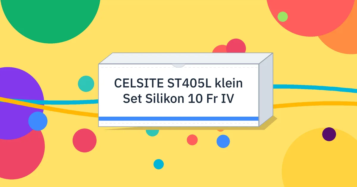 Symbolbild: Packung mit der Aufschrift CELSITE ST405L klein Set Silikon 10 Fr IV (PZN 09431925) – Verfügbarkeit und Bezug in Apotheken in Frankfurt am Main